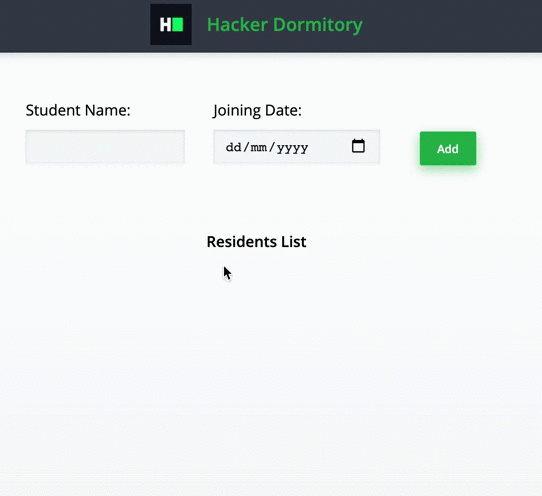 Hacker Dormitory Application built with React